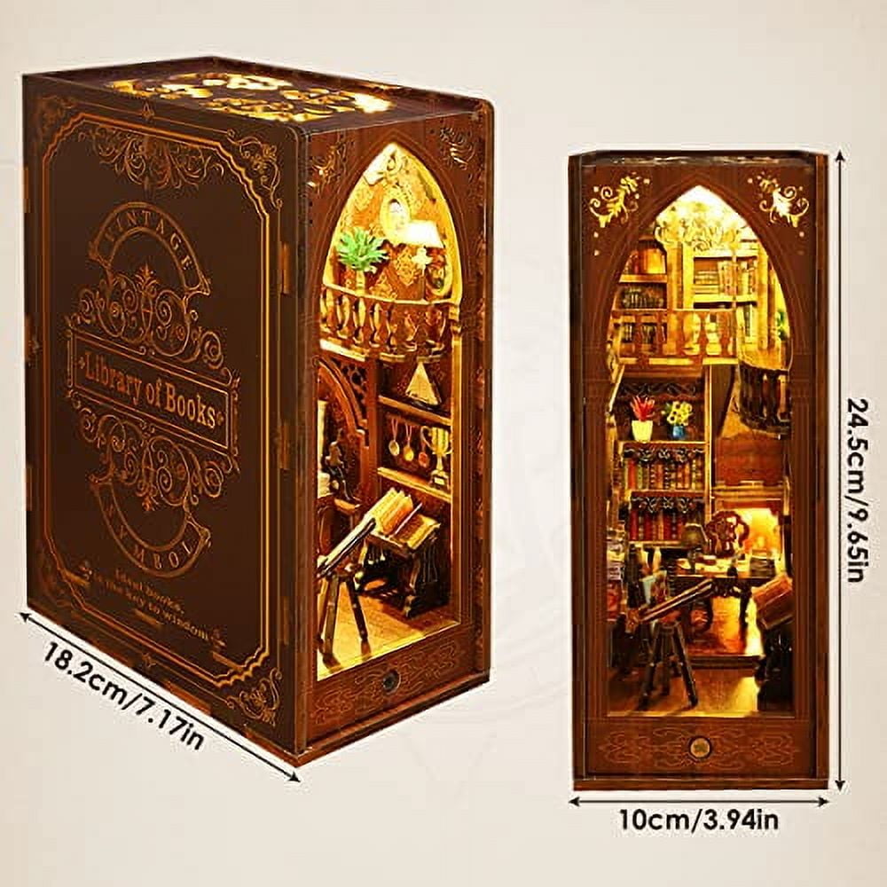3D Wooden Puzzle Bookends, DIY Book Nook Kit, Magic Book House Model ...