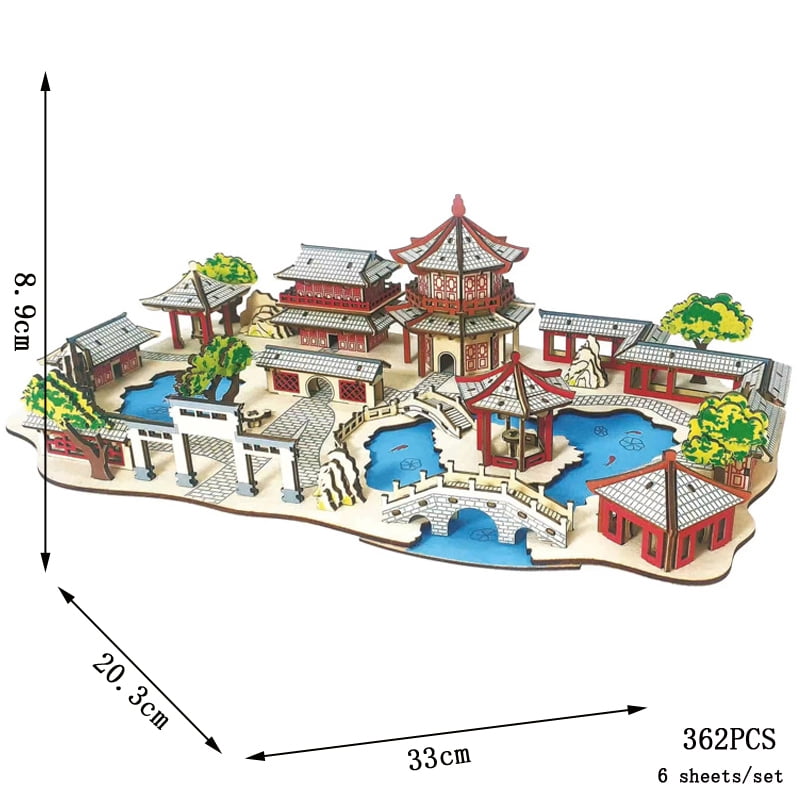 3D Wooden Puzzle Chinese Architecture Temple Of Heaven DIY Wood Jigsaw ...