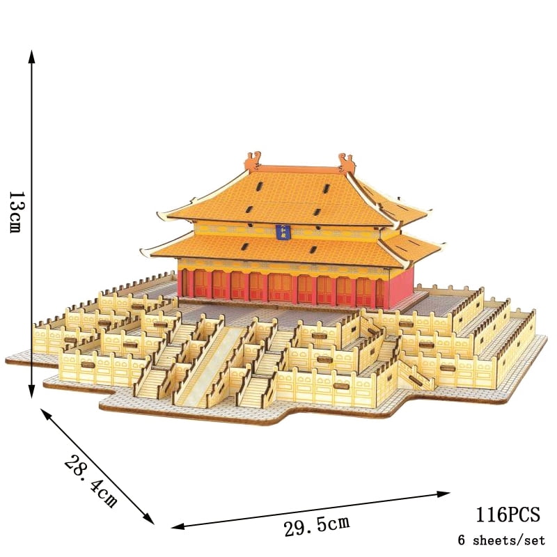 3D Wooden Puzzle Chinese Architecture Temple Of Heaven DIY Wood Jigsaw ...