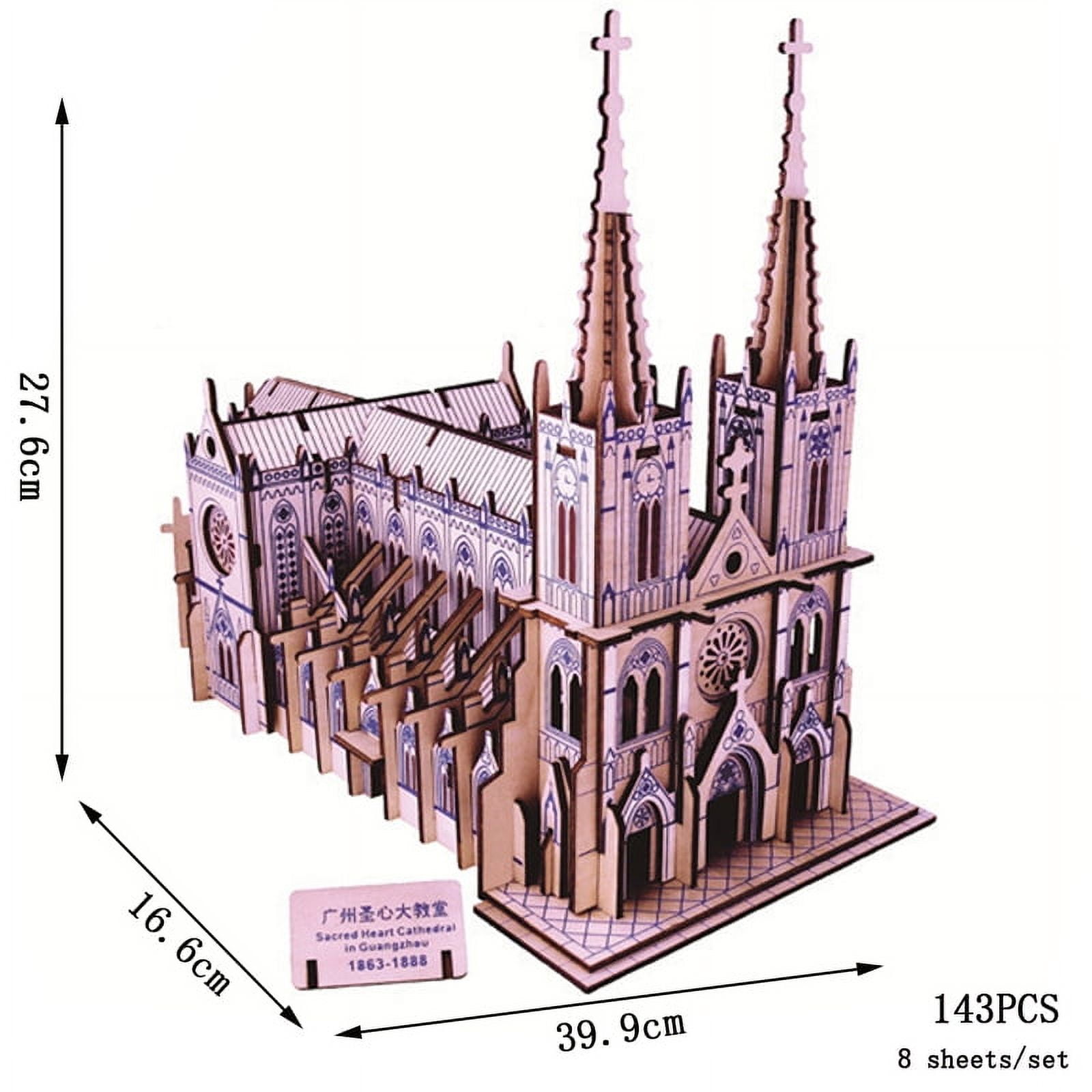 3D Wooden Puzzle Famous Cathedral Christ Church DIY Building Doll House ...