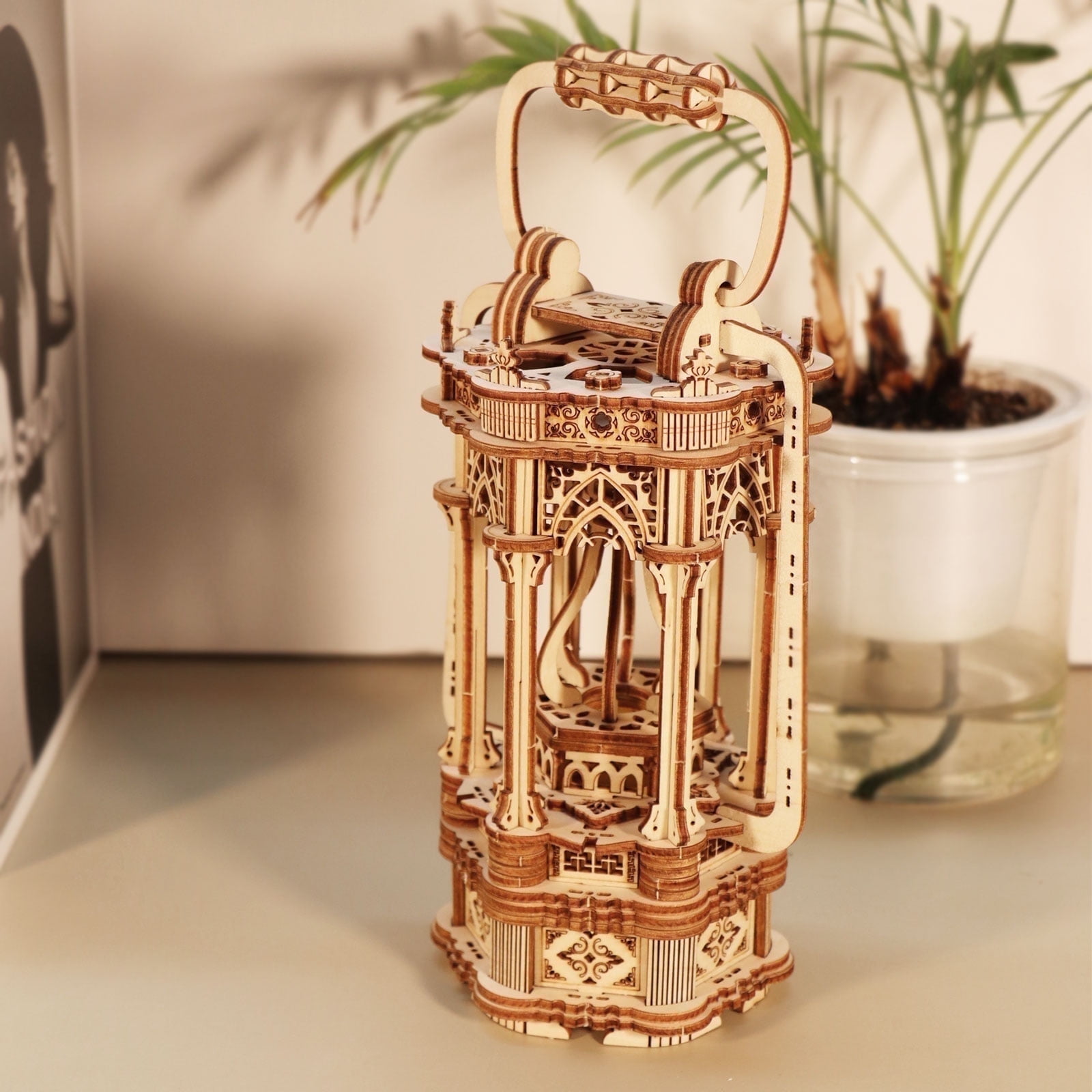 3D Wooden Puzzle Lantern – Wireless Vintage DIY Kit with Laser-Cut Eco ...