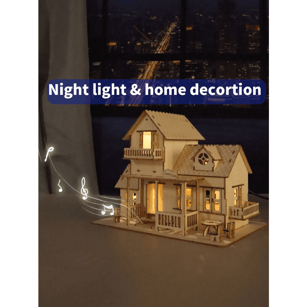 3D Wooden Puzzle Sweet Home Music Box Hands Craft Miniature Kits 3D ...