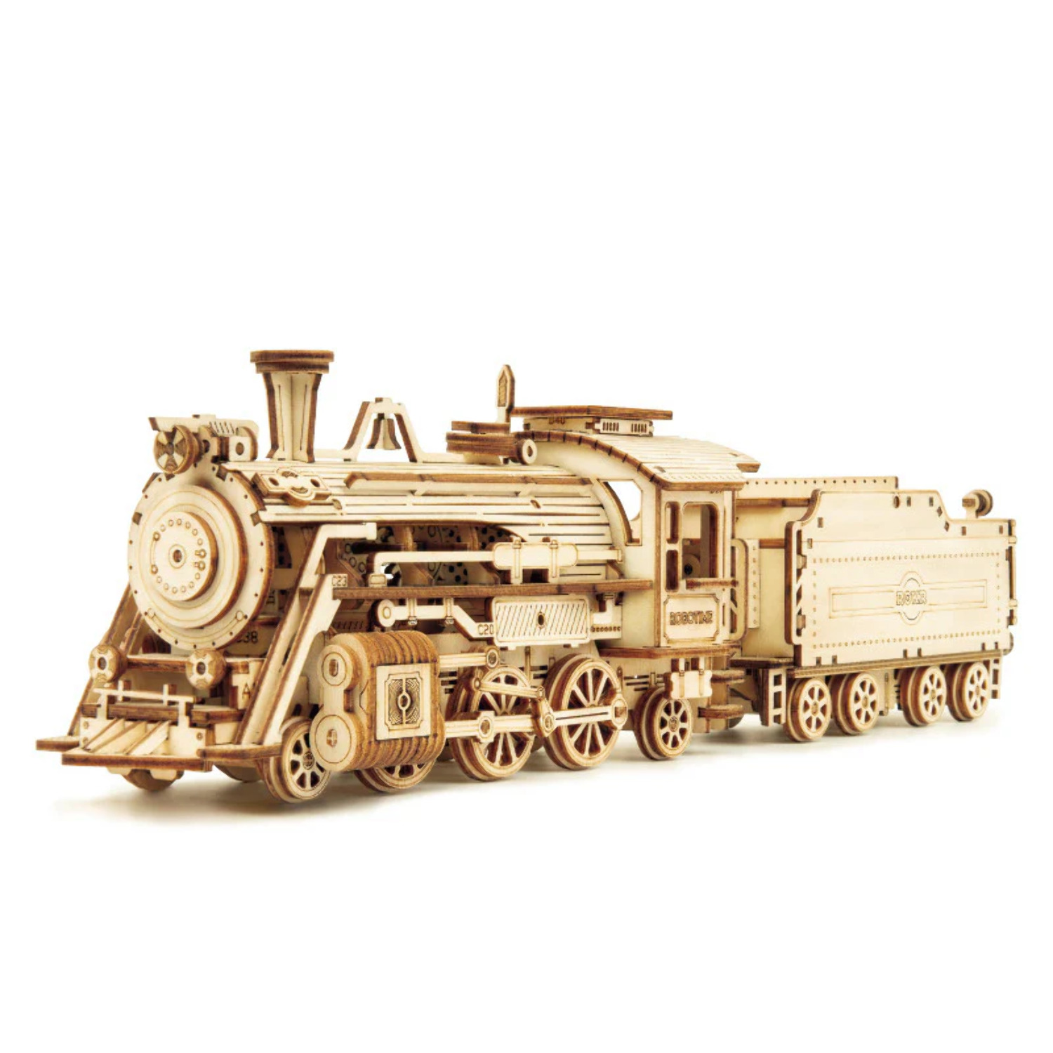 3D Wooden Puzzle Train Model DIY Wooden Train Toy Mechanical Train Model Kit Assembly Model Home ...