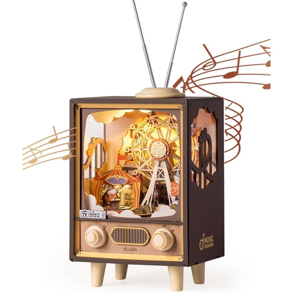 3D Wooden Puzzles for Adults DIY Book Nook Kit 16" Ferris Wheel Music ...