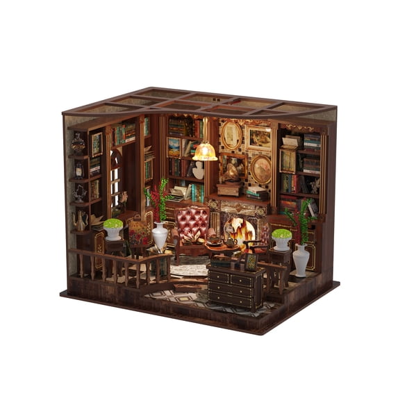 3D Wooden Puzzles DIY Book Nook Kit, Vintage Library Study Miniature ...