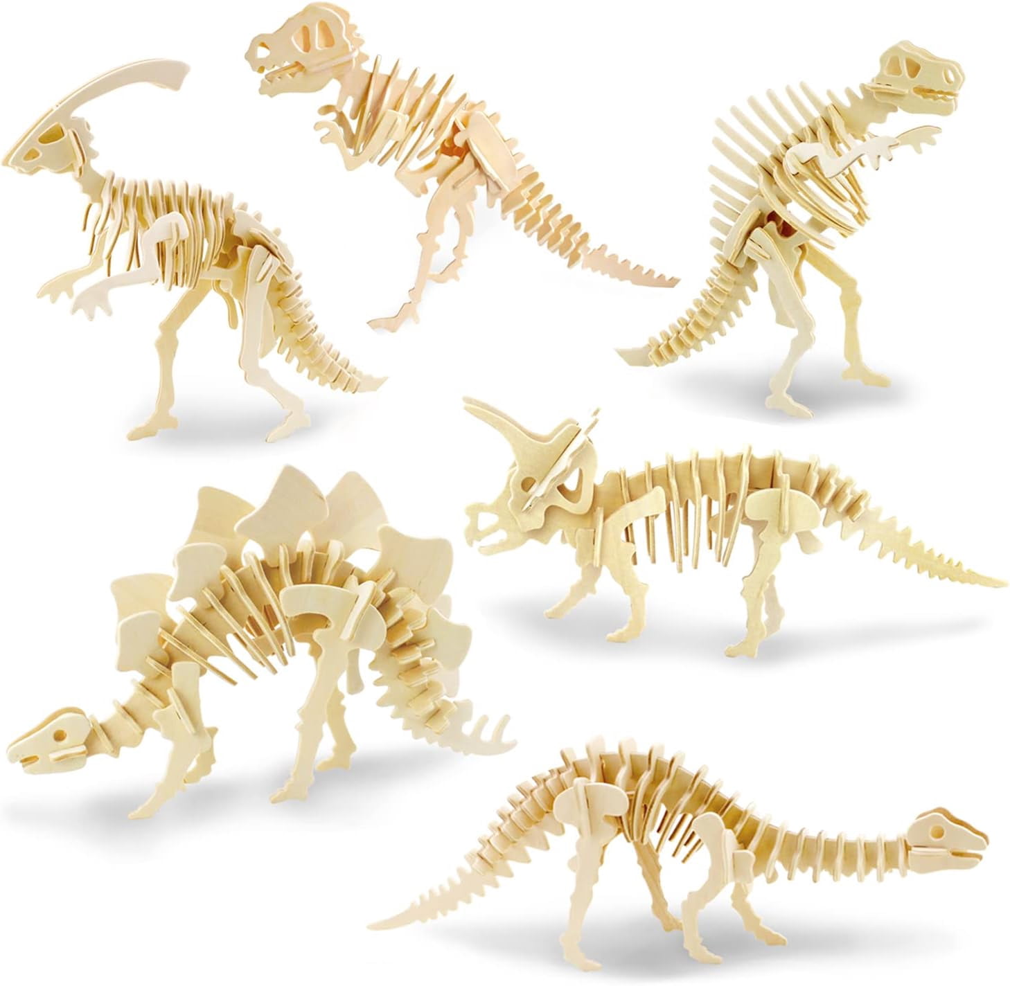 3D Wooden Puzzles DIY Models Kits for Kids Dinosaur Airplane Woodcraft ...