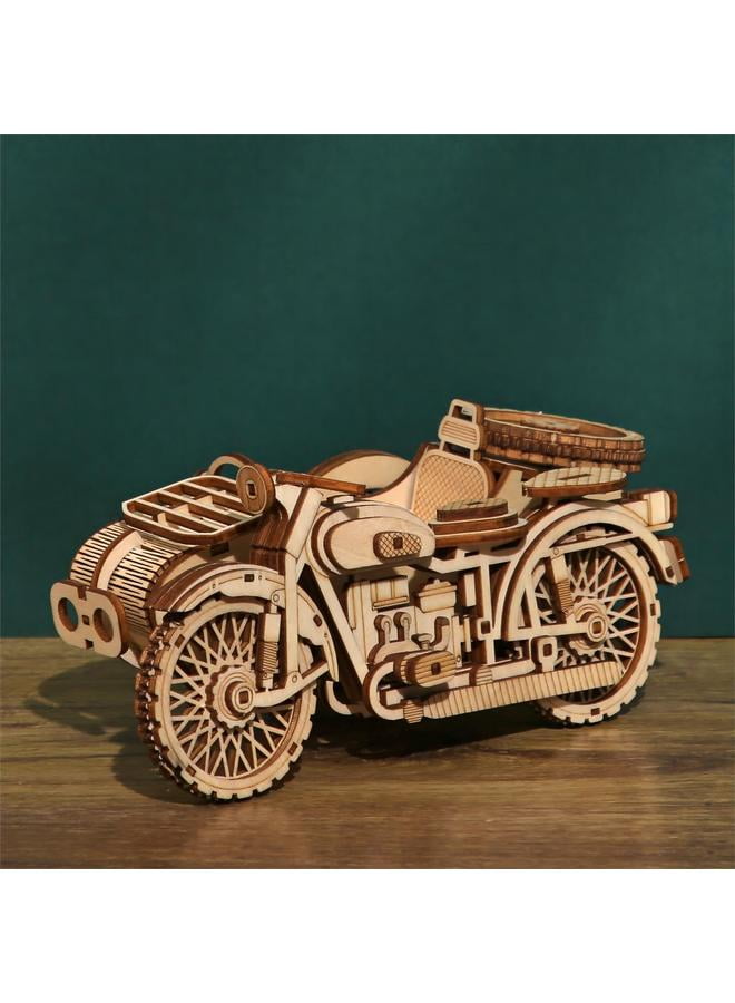 3D Wooden Puzzles Motorcycle and Sidecar Model Kits, Brainteaser and ...