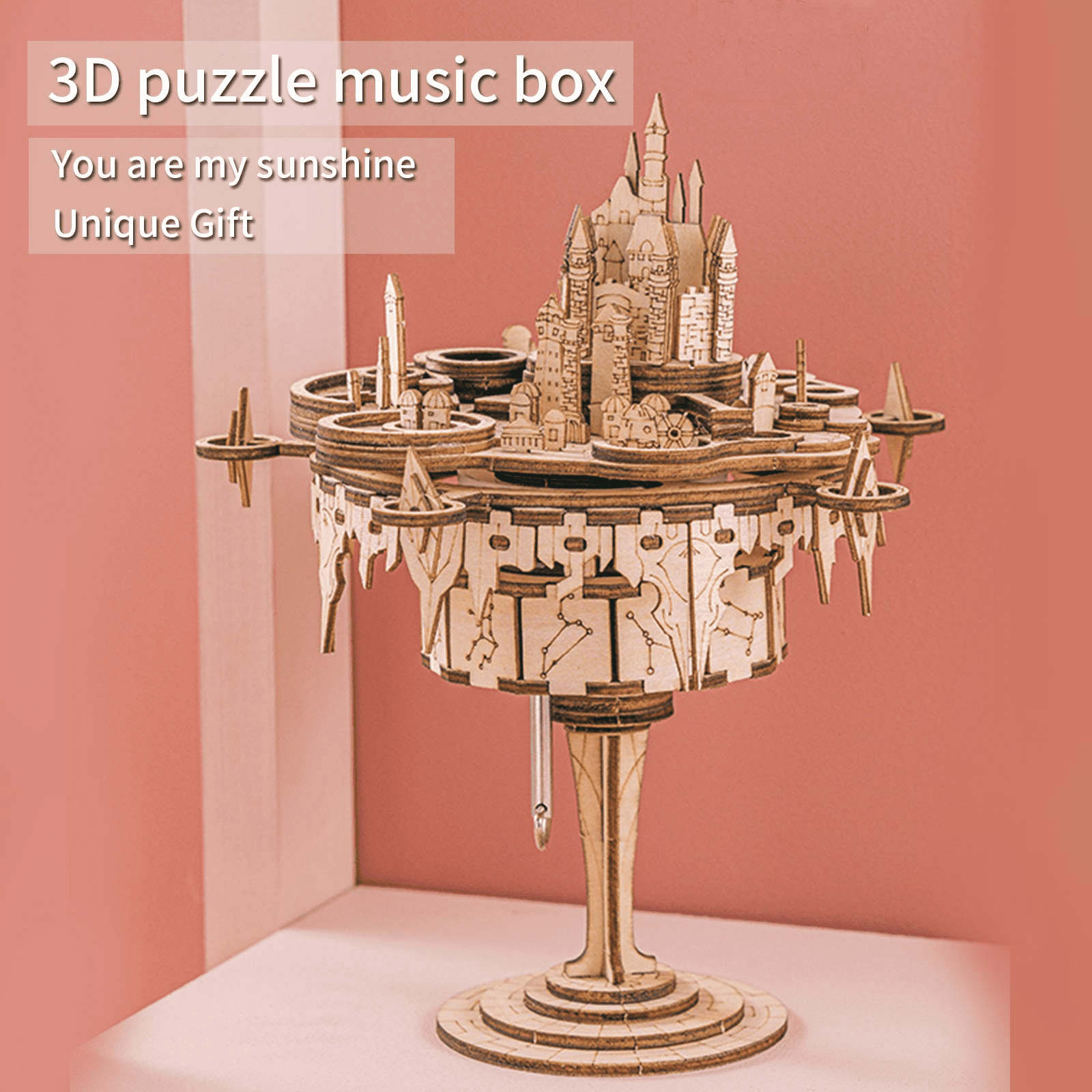 3D Wooden Puzzles Music Box kits You are My Sunshine Castle Building ...