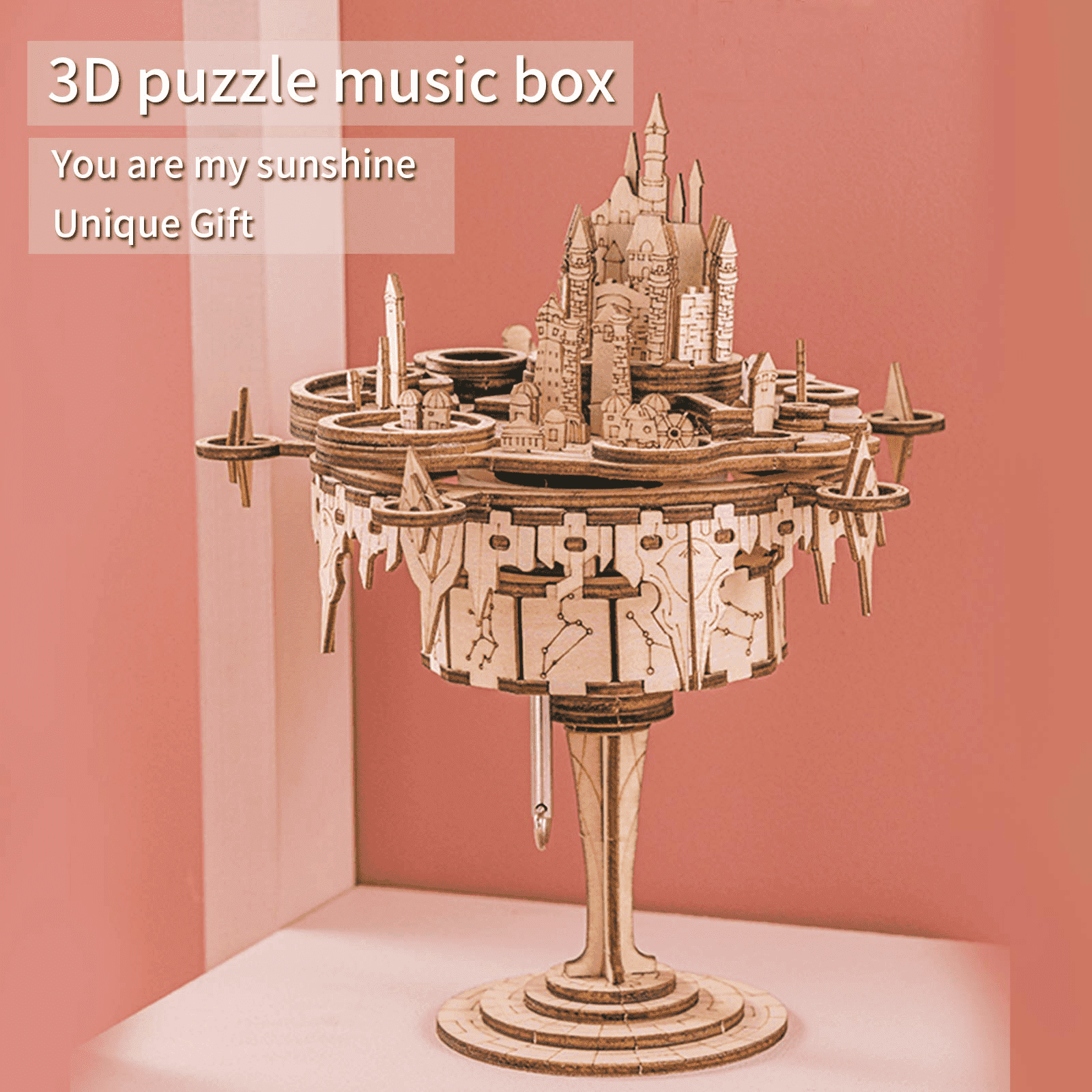 Music Park 3D Wooden Puzzle Music Box Castle Model DIY Craft Kit Crafts Birthday Gift for Women ...