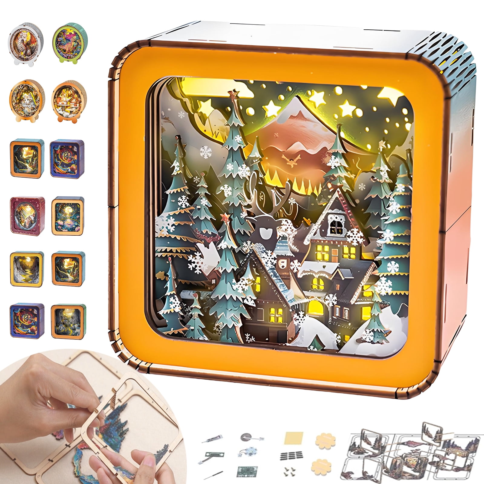 3D Wooden Puzzles Night Light,Wooden 3D Puzzle Light,Diy Wooden Puzzles ...