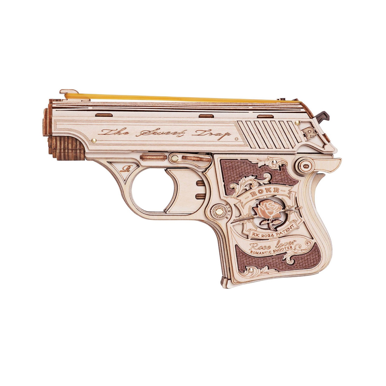 3D Wooden Puzzles for Adults 113 Pieces Rubber Band Mini Gun Model ...