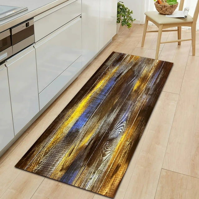 3D Wooden Texture Printed Kitchen Mat Non-slip Long Strip Hallway Area ...