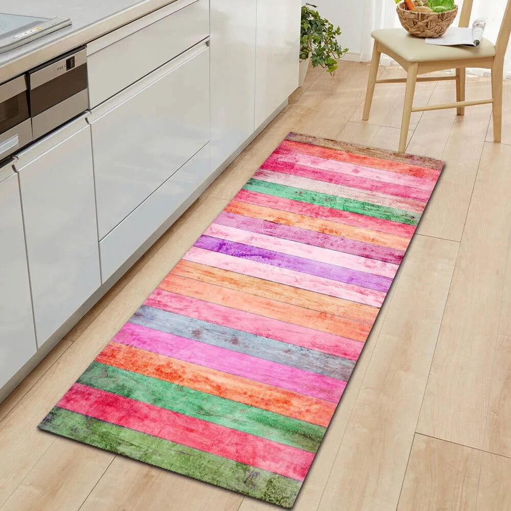 3D Wooden Texture Printed Kitchen Mat Non-slip Long Strip Hallway Area ...