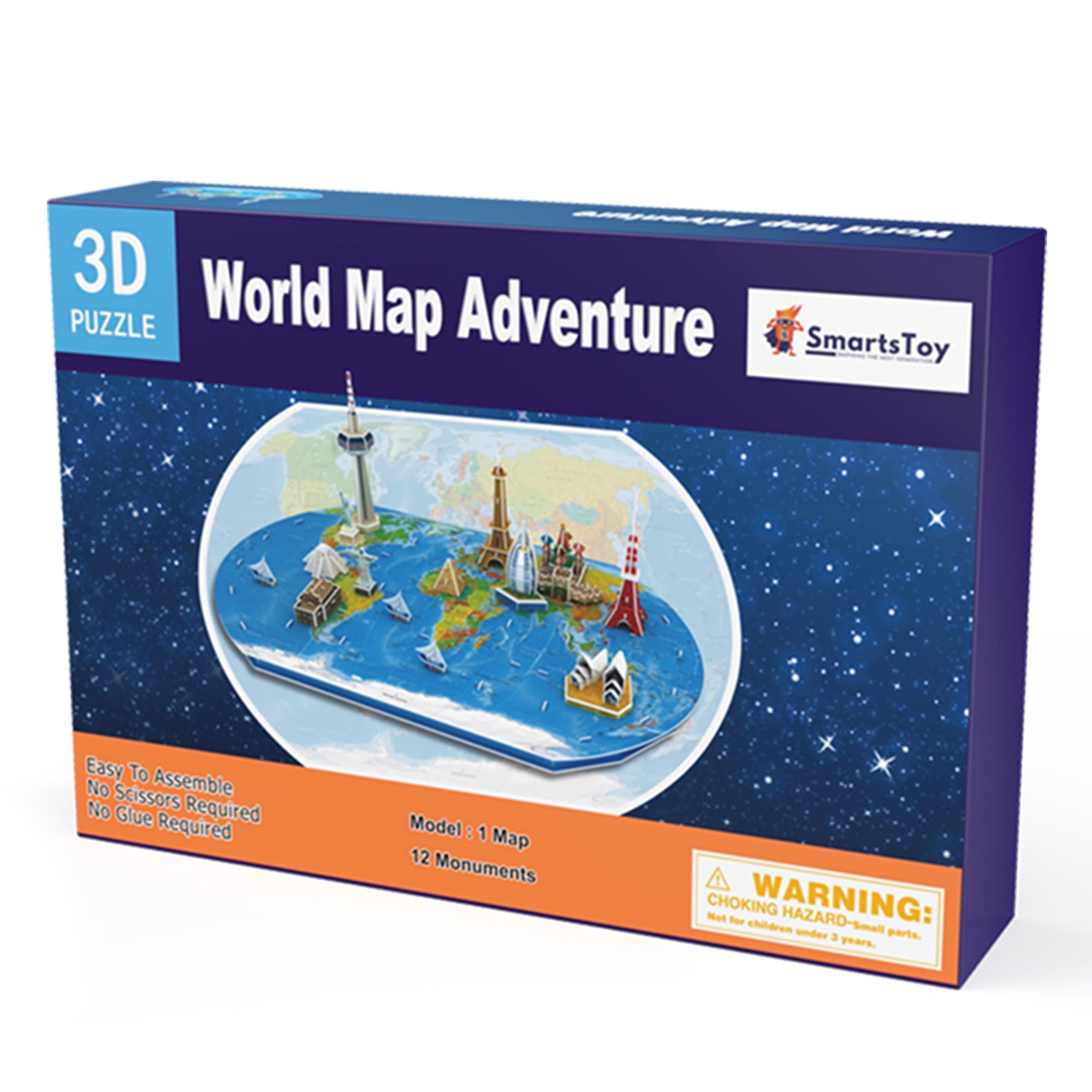 3D World Map Puzzle for Kids - DIY Building Kit, Geography Game with 12 ...