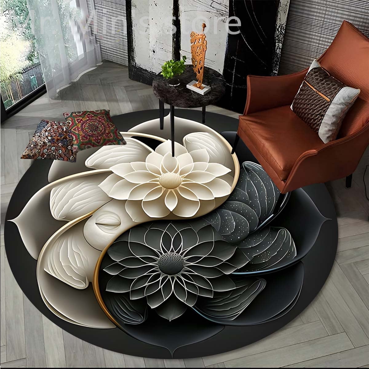 3D Yin and Yang Naturalize Chinese Tai Chi Round Carpet Rug for Home ...