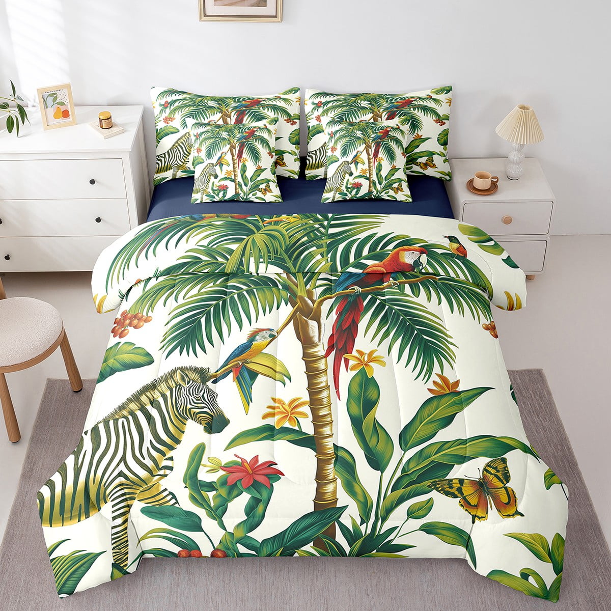 3D Zebra Bed in a Bag 7 Piece Twin Size Wild Animal Bedding for Boys Girls Kids Cute Animal ...