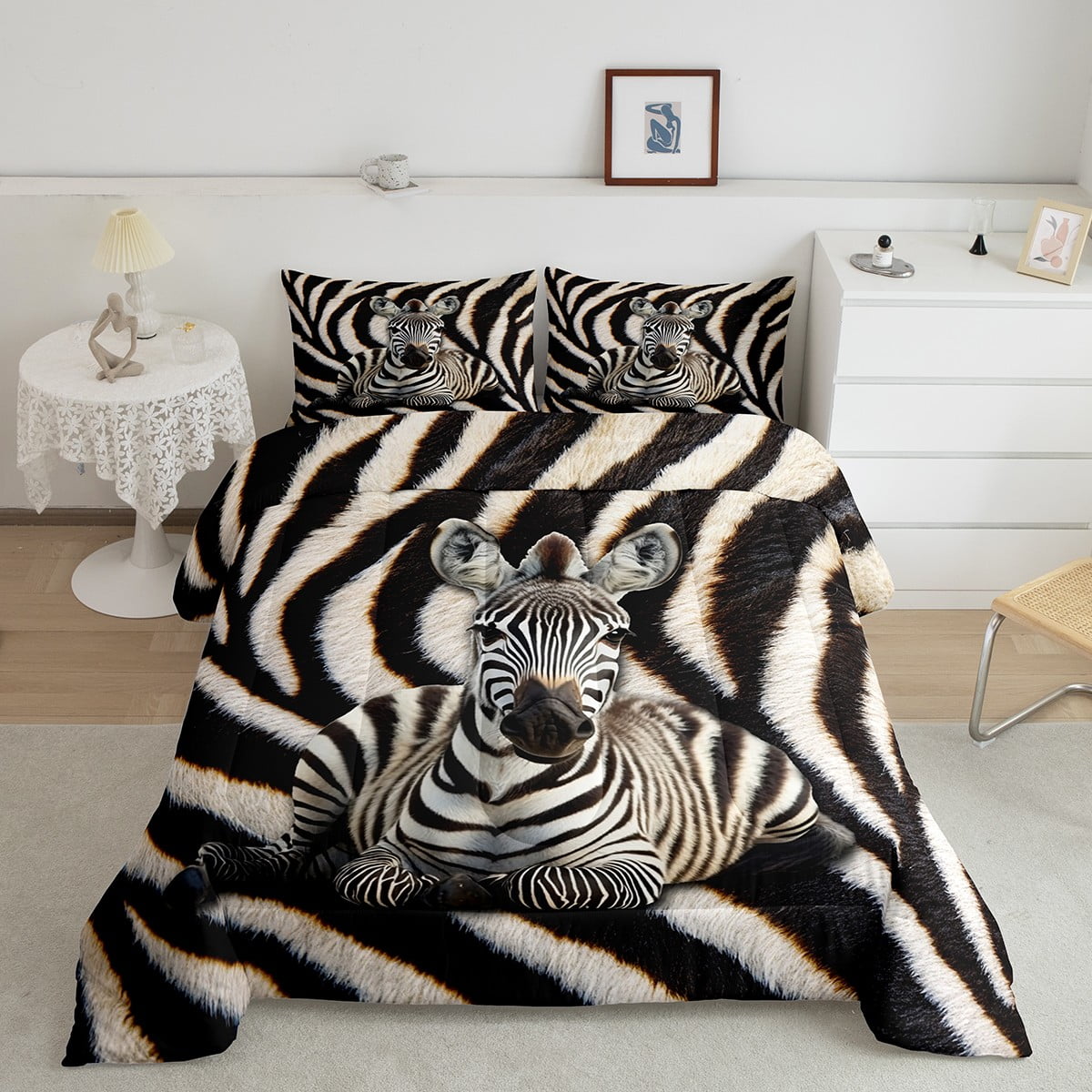 3D Zebra Comforter Set,Zebra Pattern Bedding Set,Western Farm Animals ...