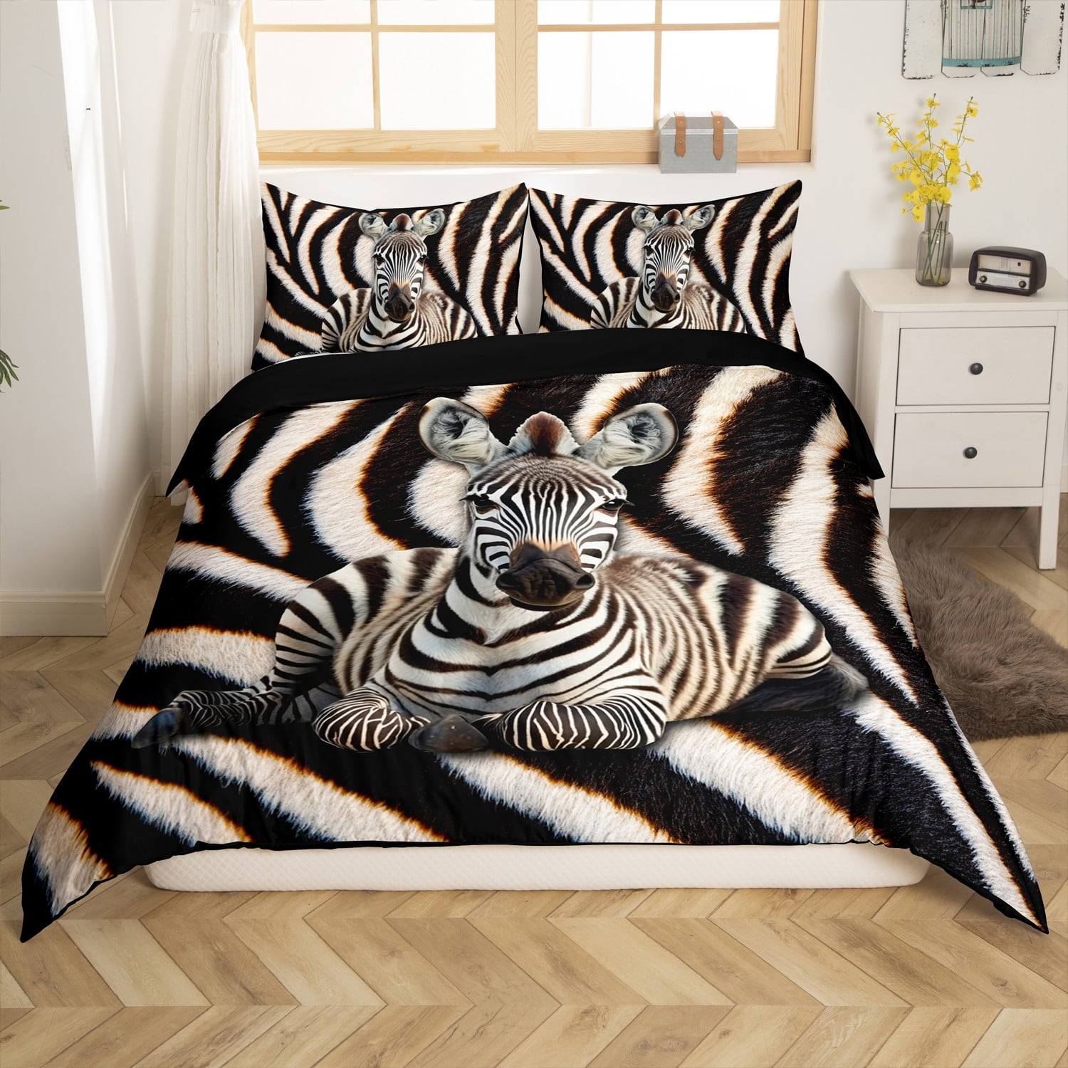 3D Zebra Duvet Cover,Zebra Pattern Comforter Cover,Western Farm Animals ...