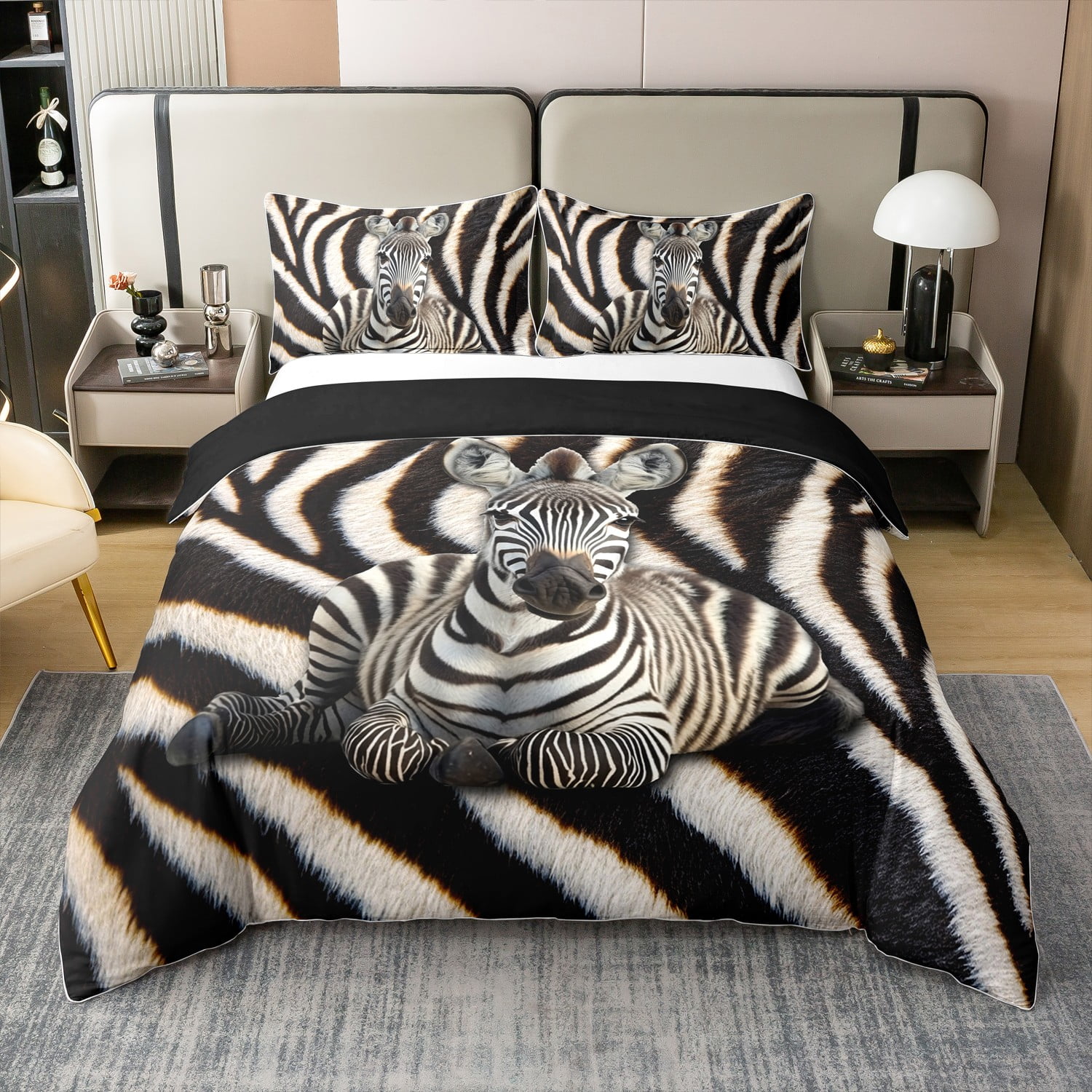 3D Zebra Duvet Cover,Zebra Skin Pattern Comforter Cover,Western Farm ...