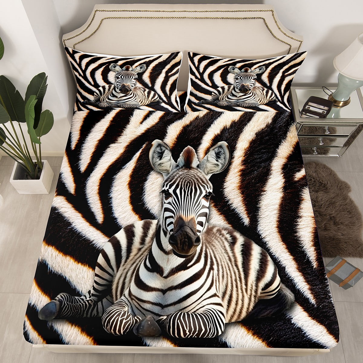 3D Zebra Fitted Sheet,Zebra Pattern Bed Sheets,Western Farm Animals ...