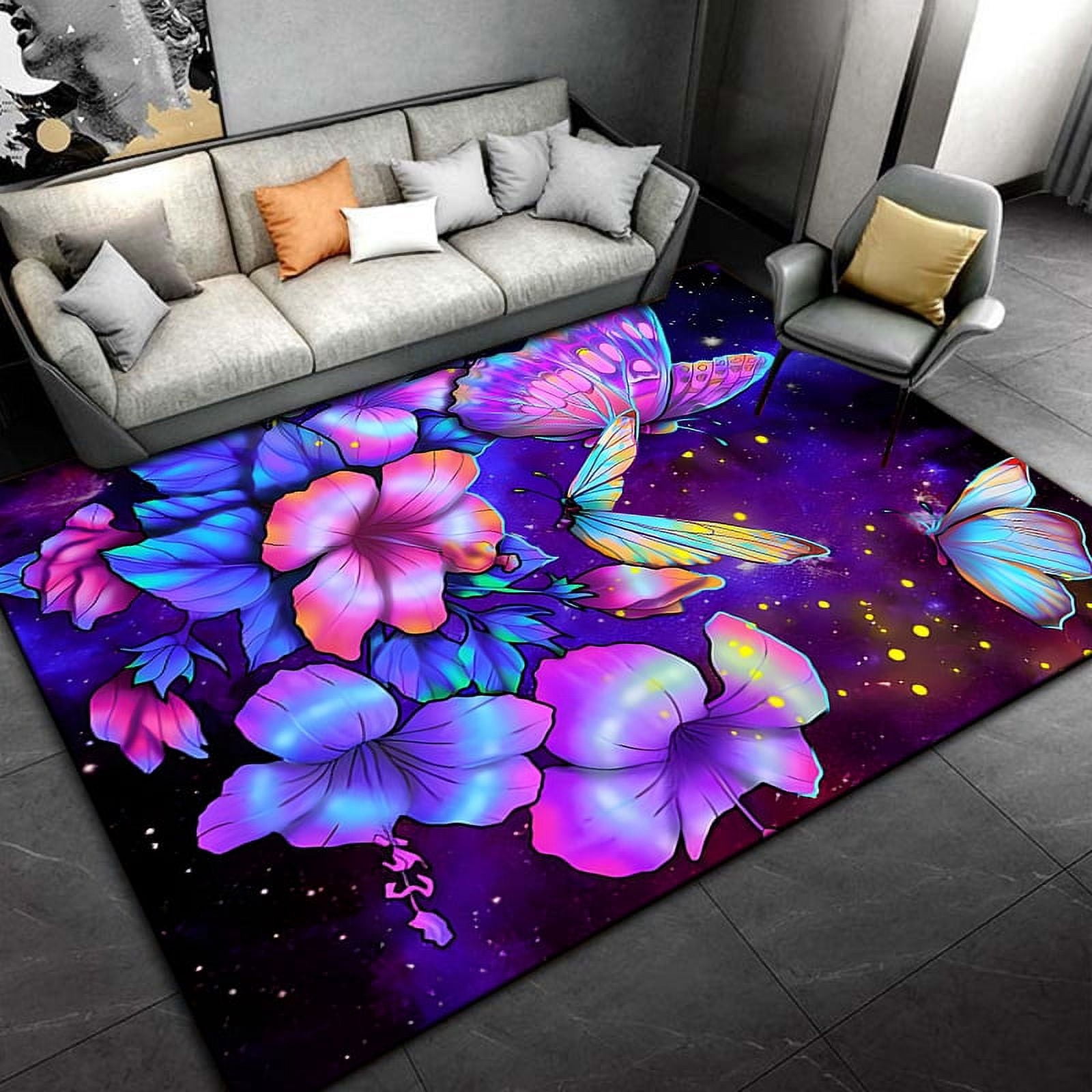 3D butterfly flowers carpet children play carpet living room bedroom ...