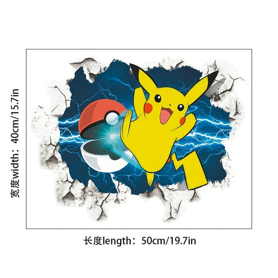 3D cartoon wall stickers, room decoration graffiti, Pikachu stickers ...