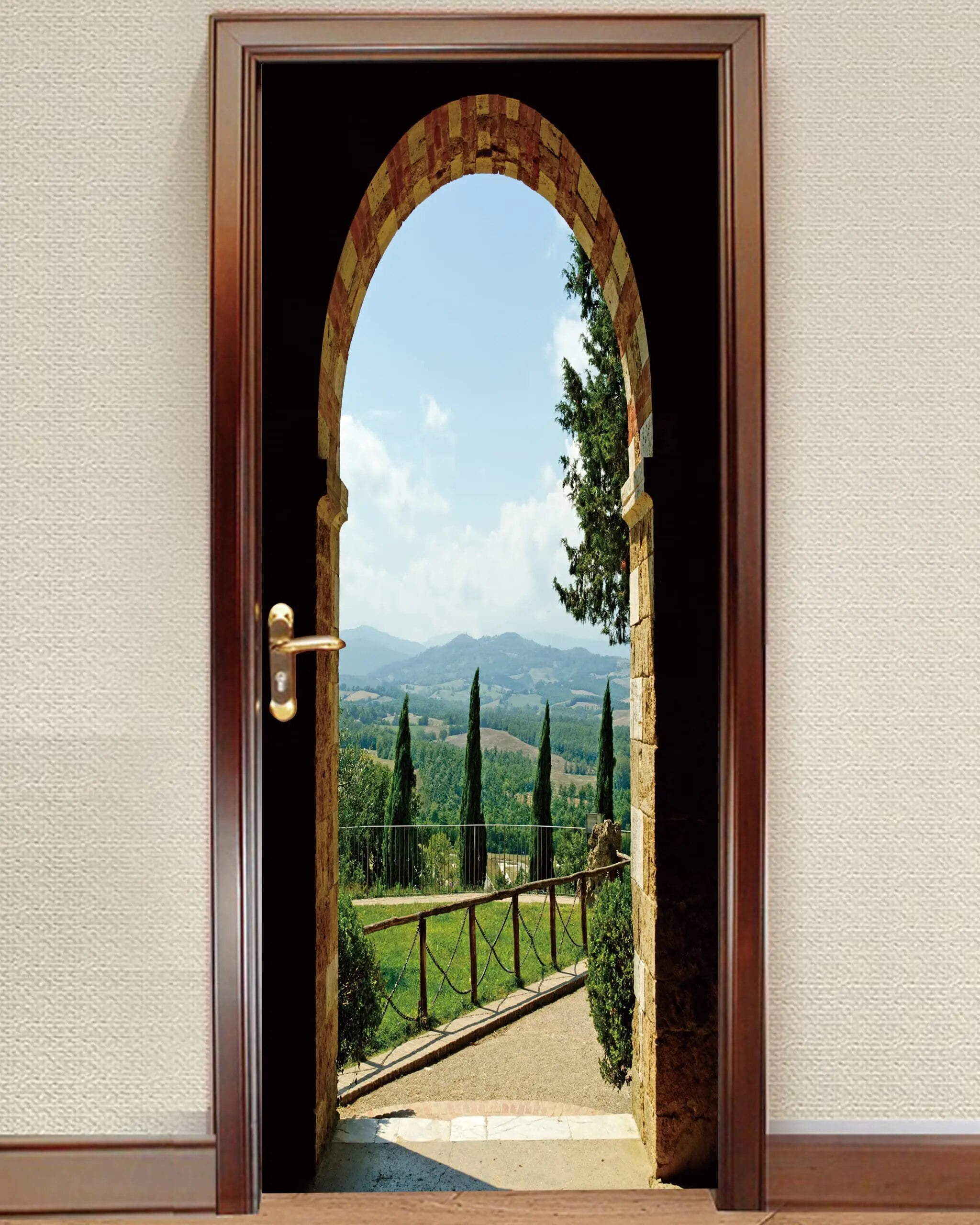 3D door stickers Fall wallpaper mountain river landscape natural ...