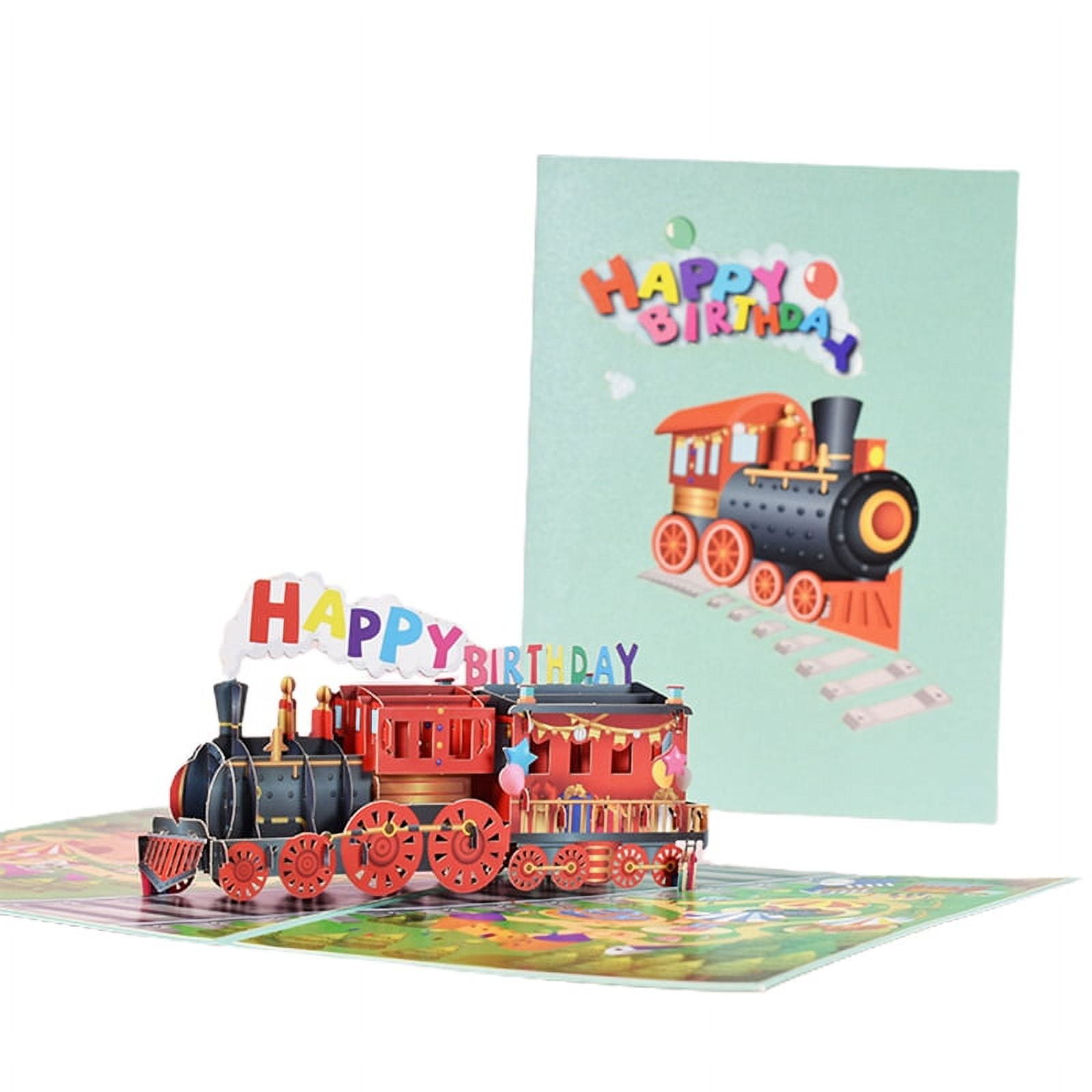 3D for Pop Up Card Birthday Train Greeting Cards with Envelope Handmade ...
