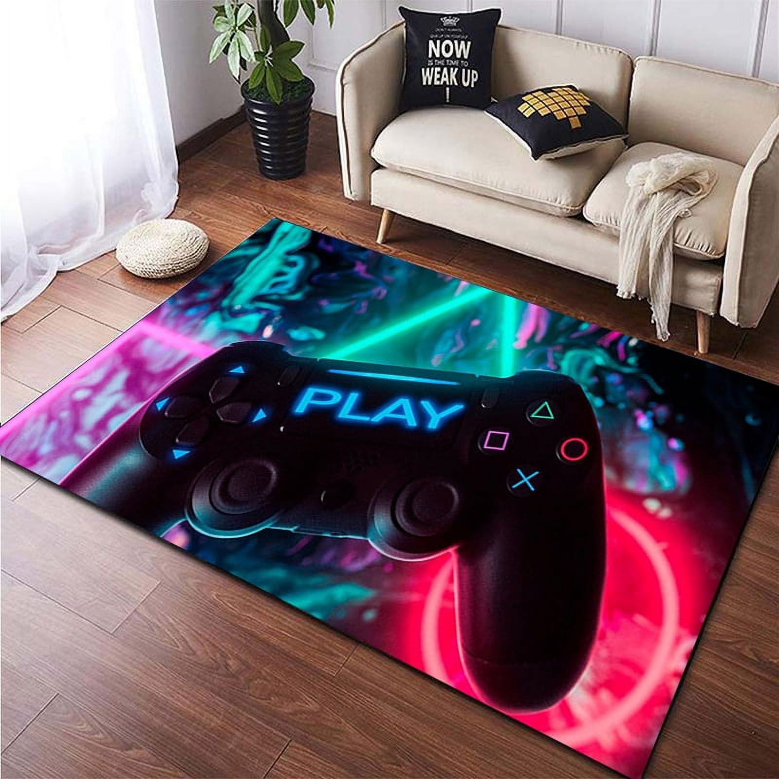 3D gaming handle player controller pattern carpet living room bed pad ...