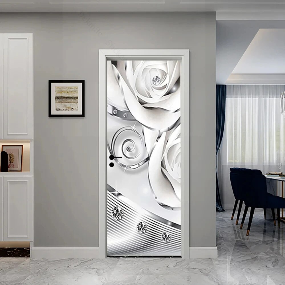 3D geometric space illusion wall painting living room bedroom door ...
