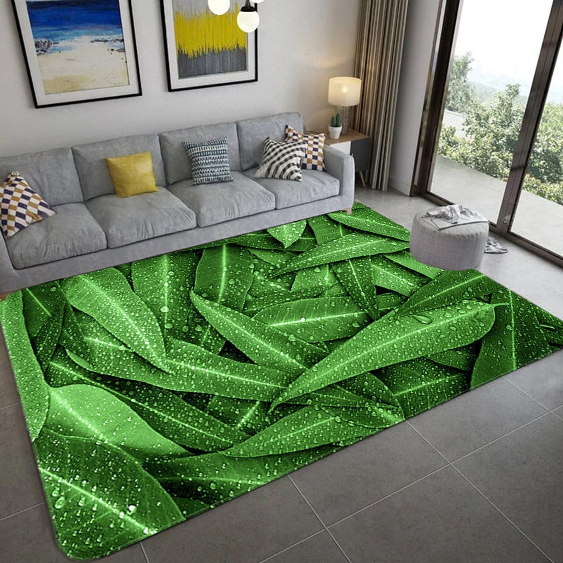 3D green leaf pattern carpet bedroom office bath balcony restaurant ...