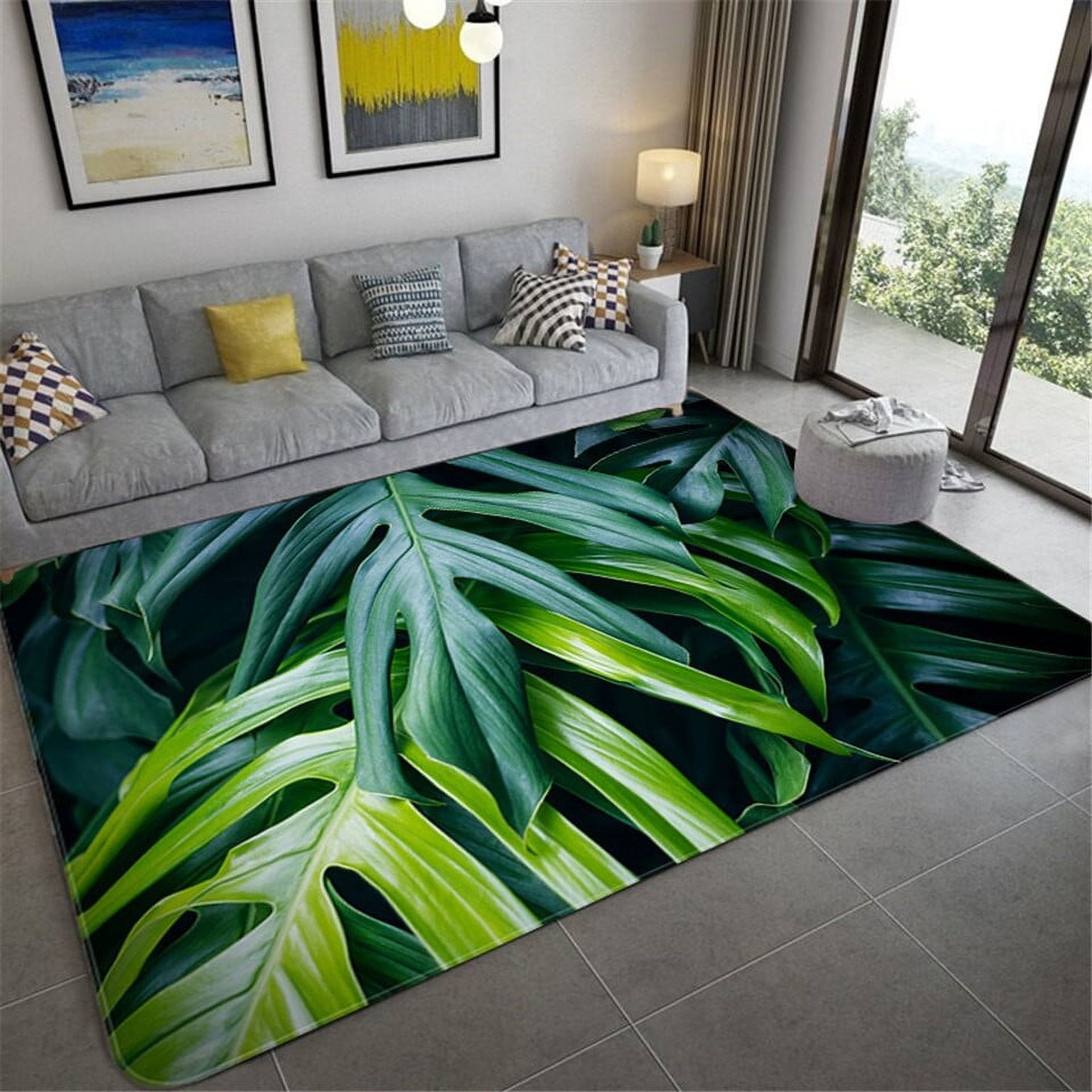 3D green leaf pattern carpet bedroom office bath balcony restaurant ...