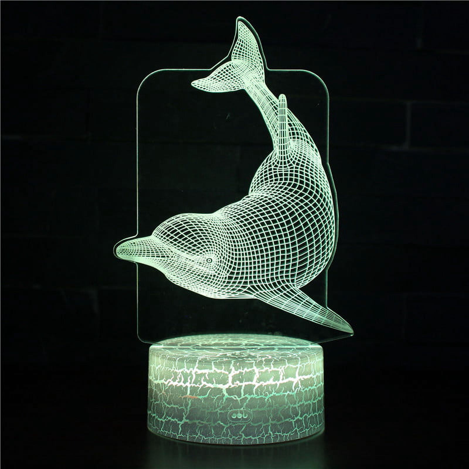 3D illusion Dolphin Family Desk Lamp Touching LED Night Light Home Room ...