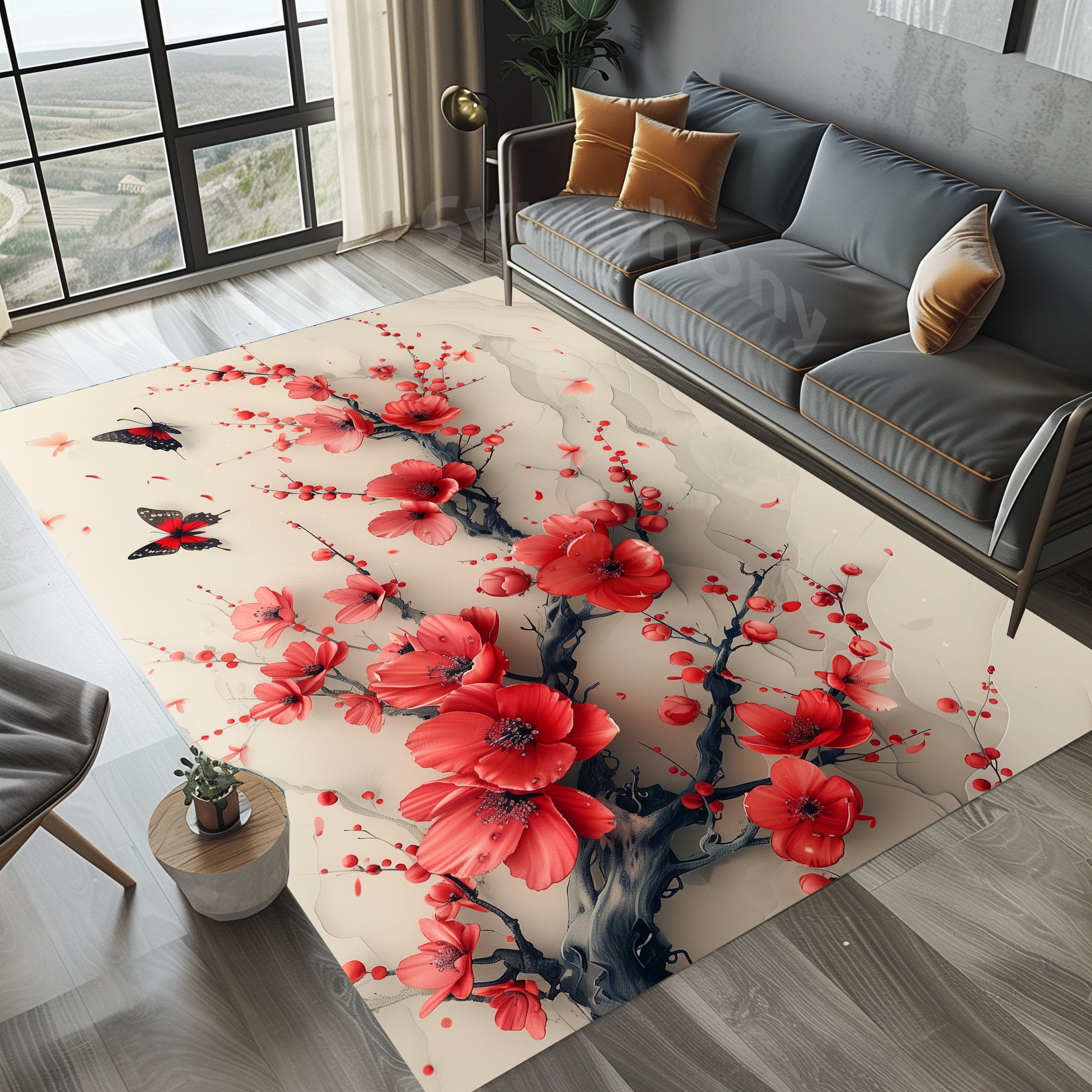 3D look Cherry Blossom Rug 4x6 ft = 120x180 cm - Walmart.com