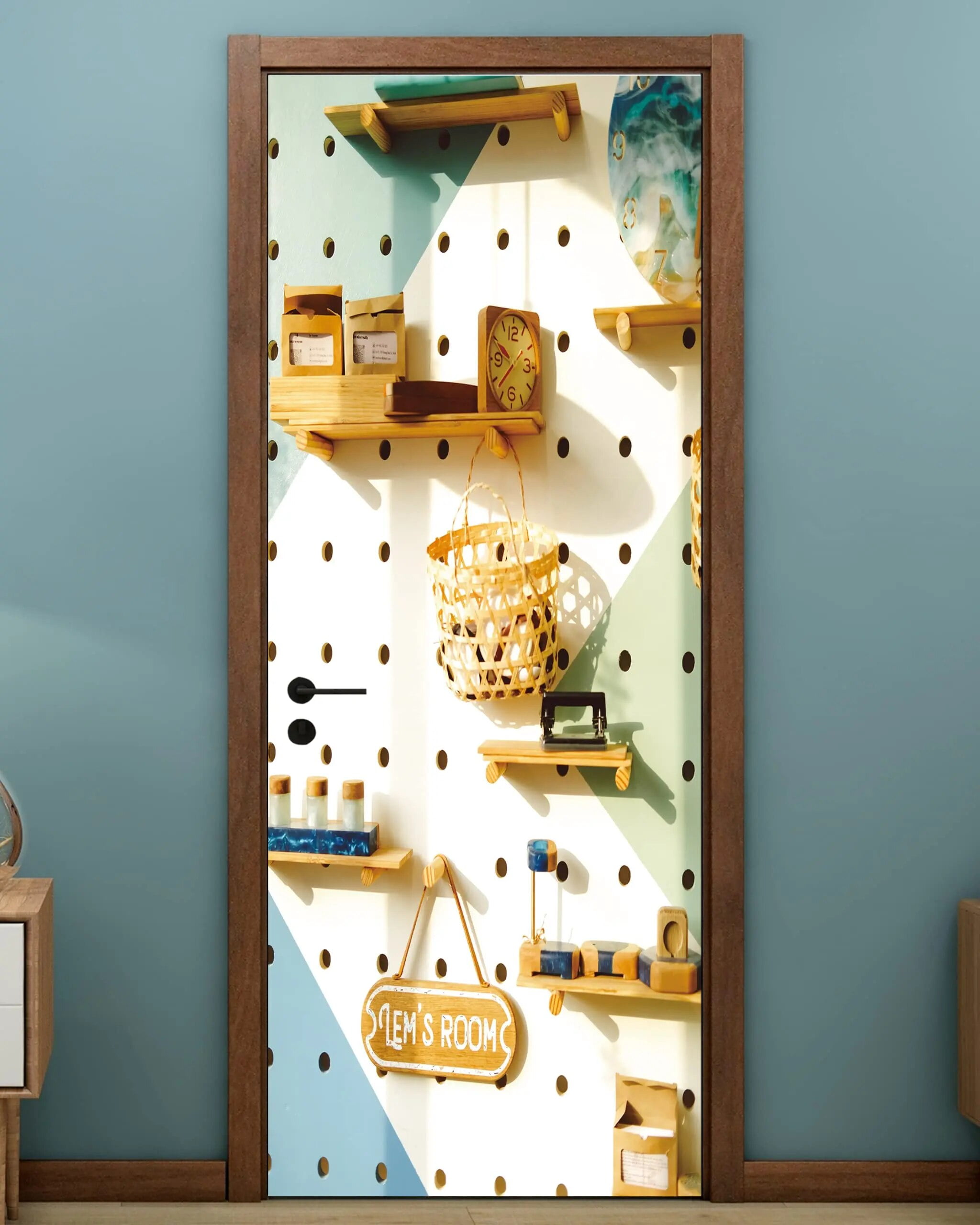 3D modern room scene Door stickers Stereo space PVC wallpaper Apartment ...