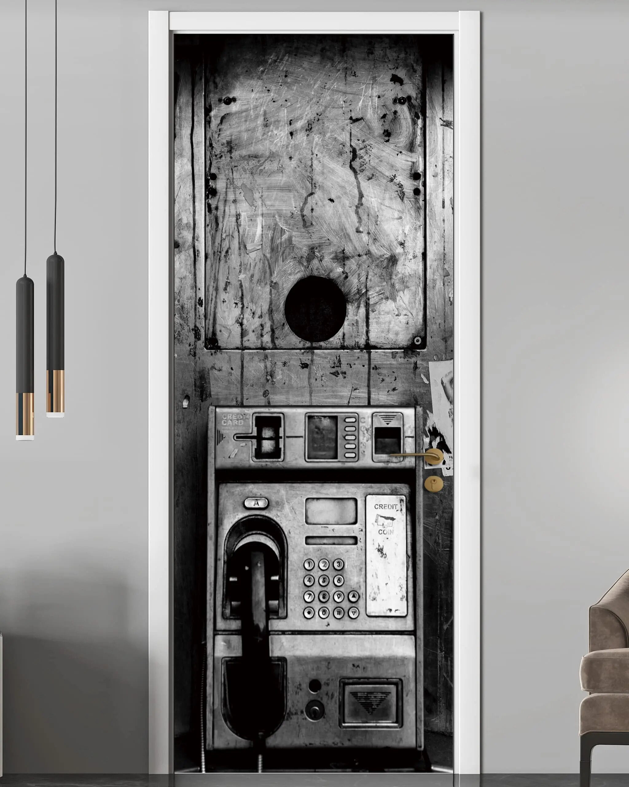 3D modern room scene Door stickers Stereo space PVC wallpaper Apartment ...