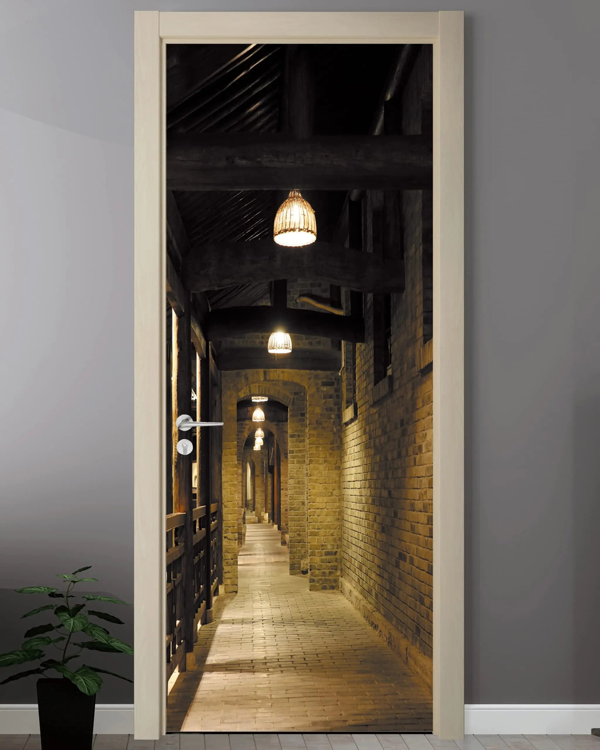 3D modern room scene Door stickers Stereo space PVC wallpaper Apartment ...