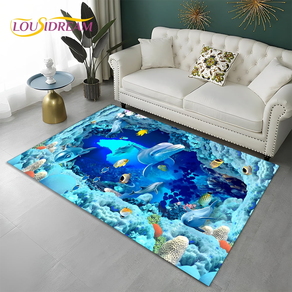 3D n Dream Underwater World Seabed Carpet Rug for Home Living Room ...
