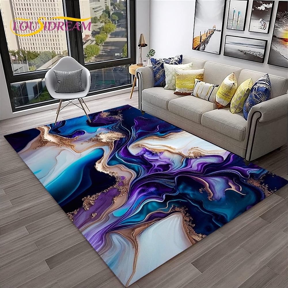 3D n Fluid Colour Irregular Marble HD Carpet Rug for Home Living Room ...
