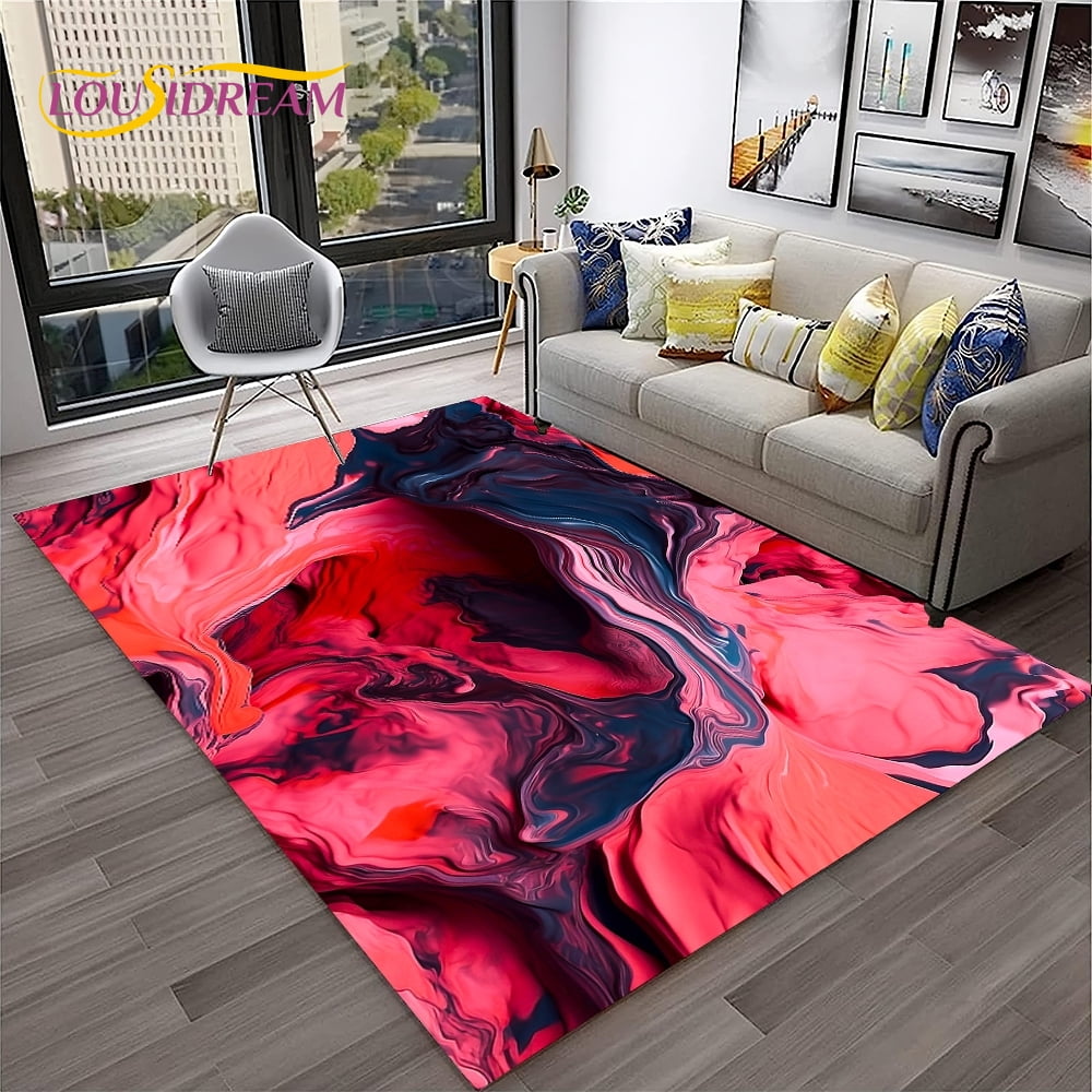 3D n Fluid Colour Irregular Marble HD Carpet Rug for Home Living Room ...