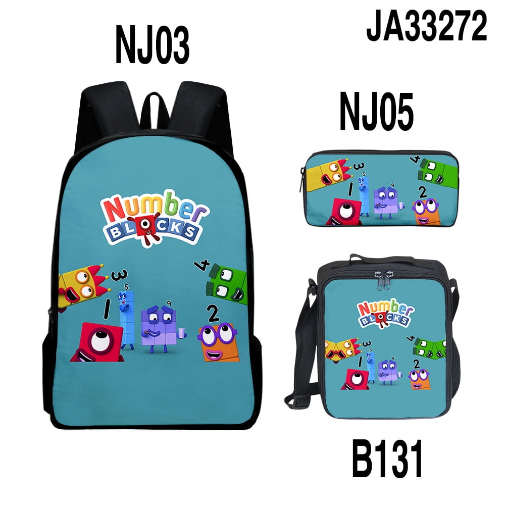 3D new digital building blocks Numberblocks schoolbag lunch bag pen bag ...
