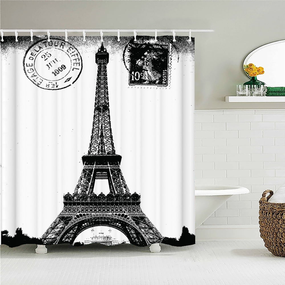 3D print Paris Tower Bathroom Shower Curtains Waterproof Polyester ...