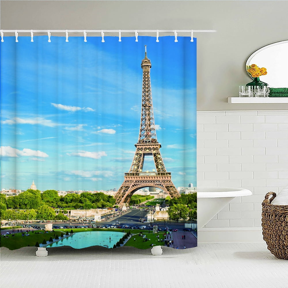3D print Paris Tower Bathroom Shower Curtains Waterproof Polyester ...