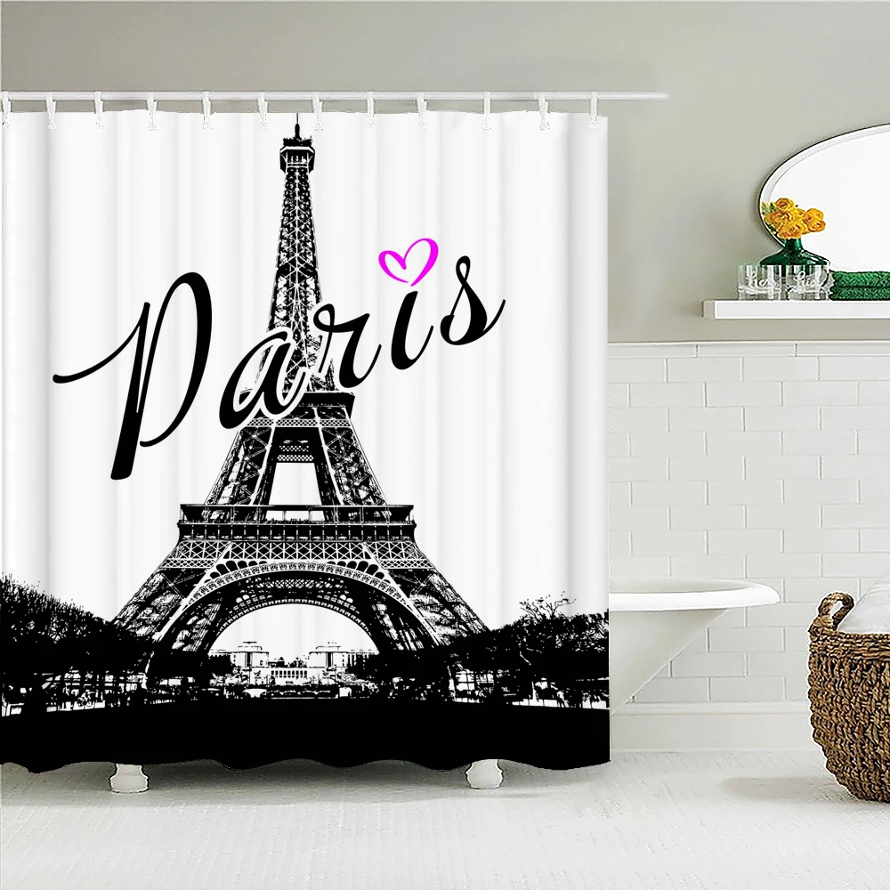 3D print Paris Tower Bathroom Shower Curtains Waterproof Polyester ...