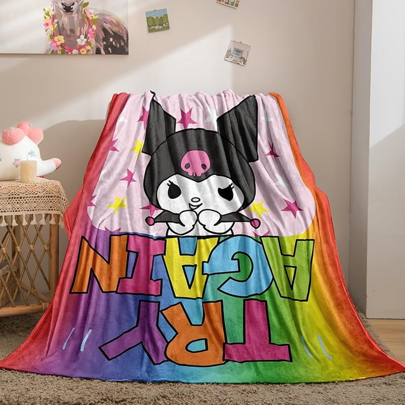 3D print blanket soft flannel cartoons Kuromi movie anime for kids ...