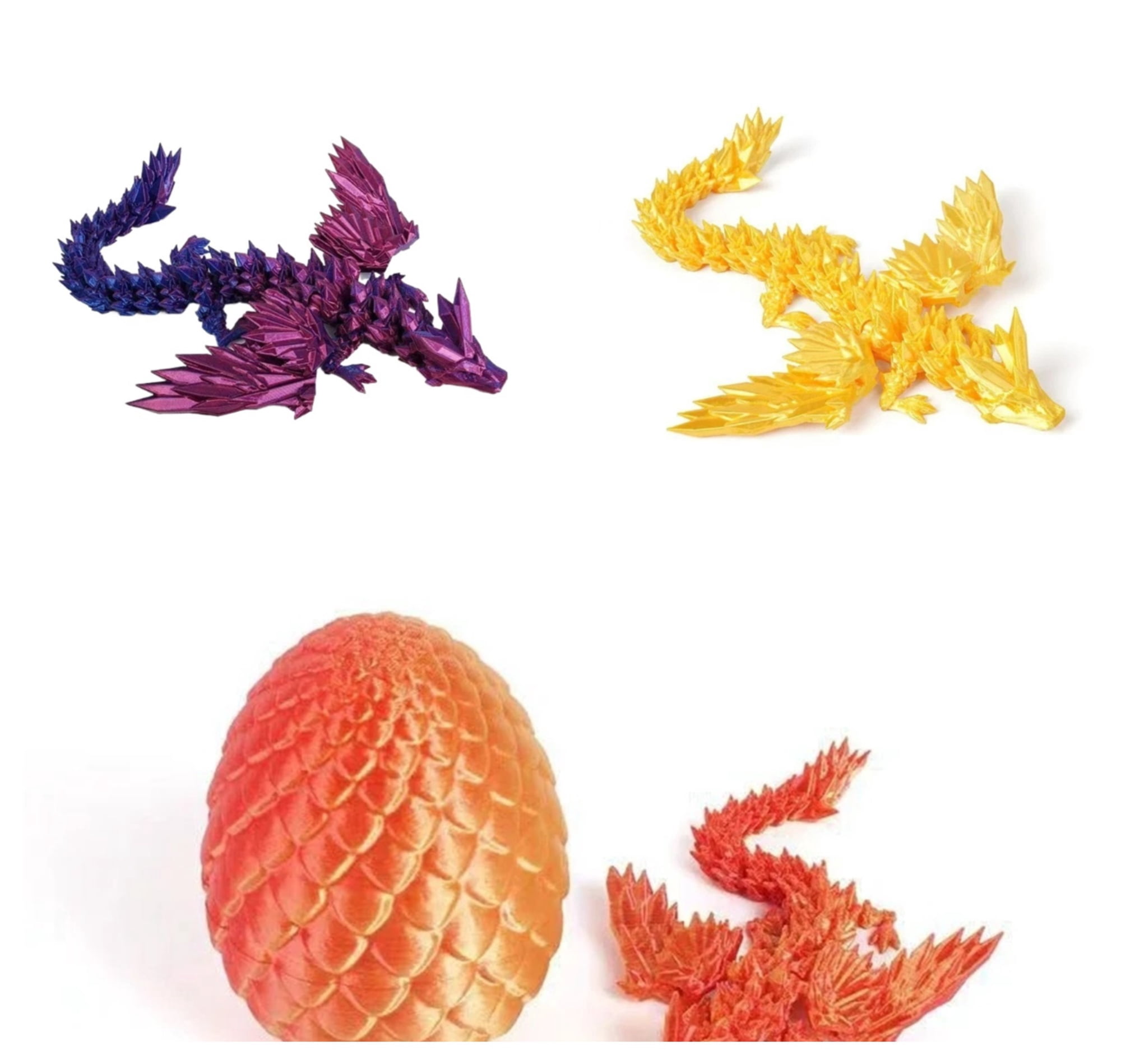 3D printed joint movable crystal dragon and dragon egg combination ...