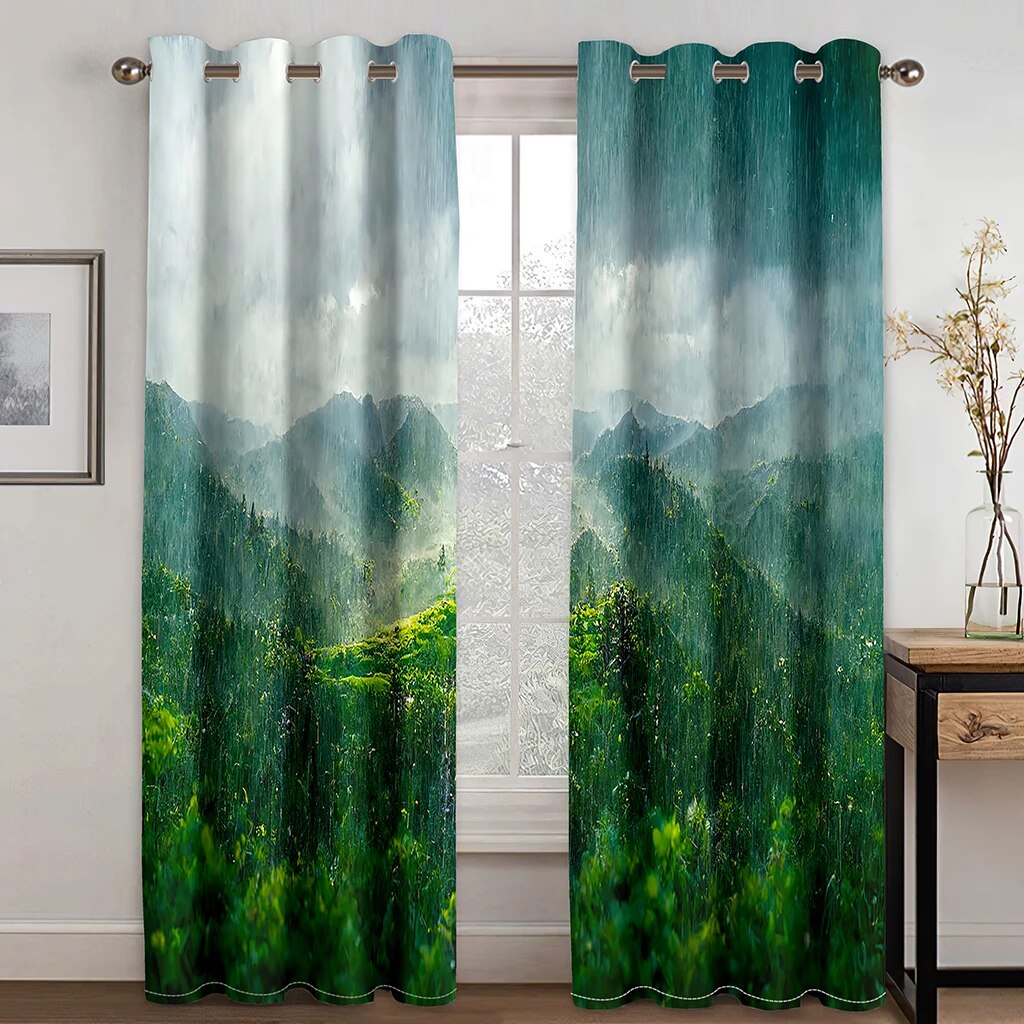3D printing Fantasy Forest Cloud Sea curtain living room bedroom eye ...
