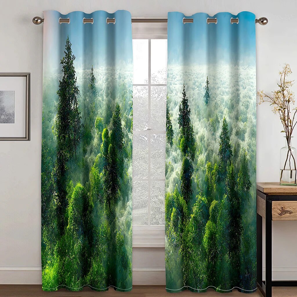 3D printing Fantasy Forest Cloud Sea curtain living room bedroom eye ...