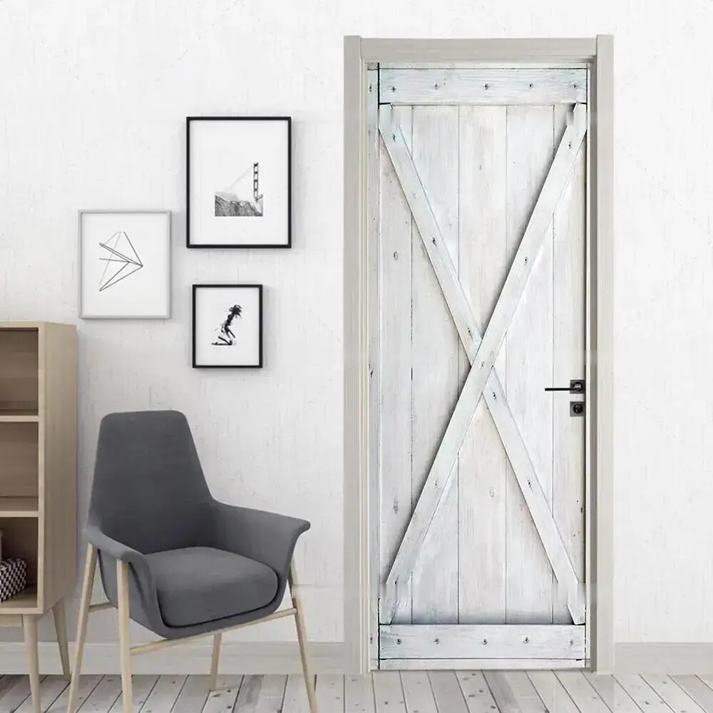 3D realistic vintage wooden door decals for home decor doors - Walmart.com