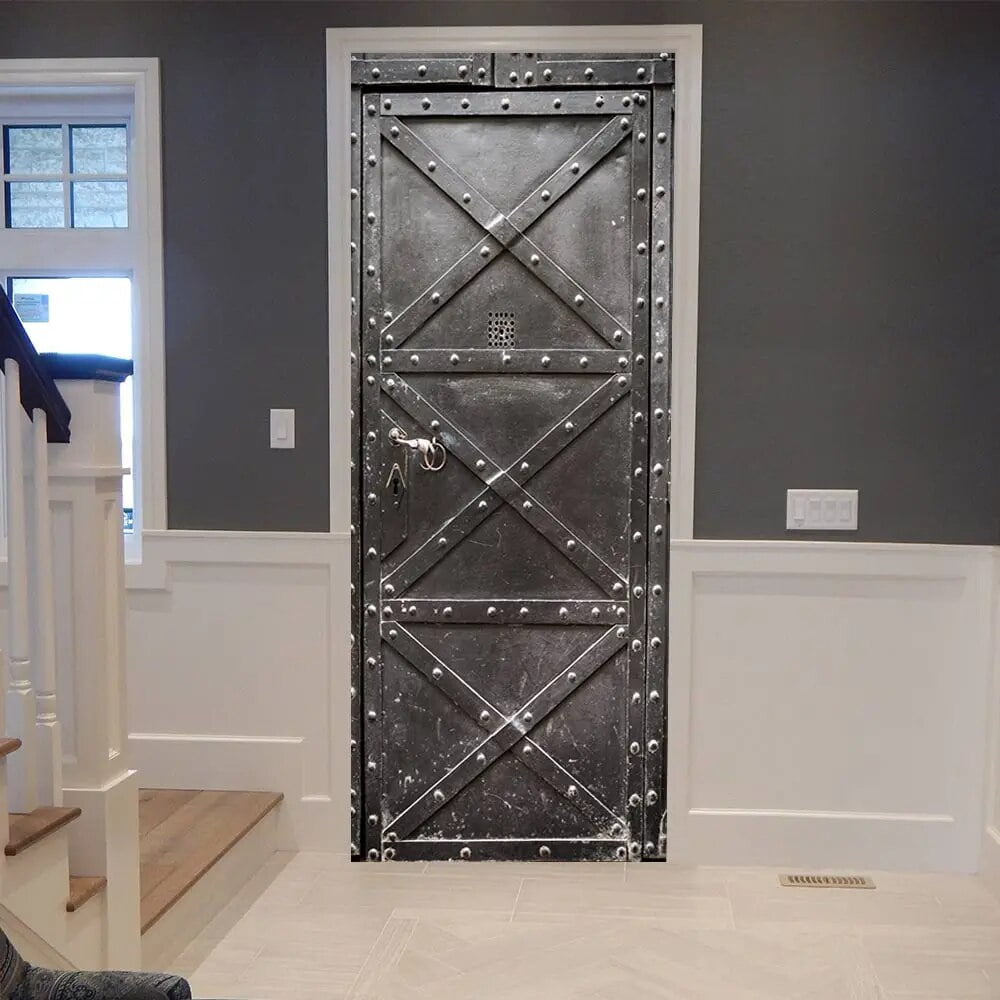 3D retro creative door stickers decorative wallpaper door bedroom ...